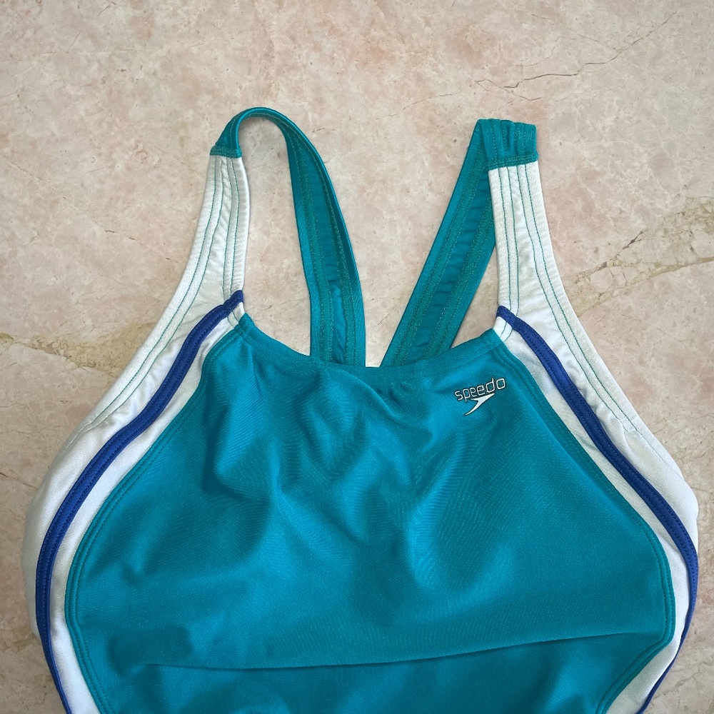 Speedo 80s Style High Cut One Piece Swimsuit - Gem